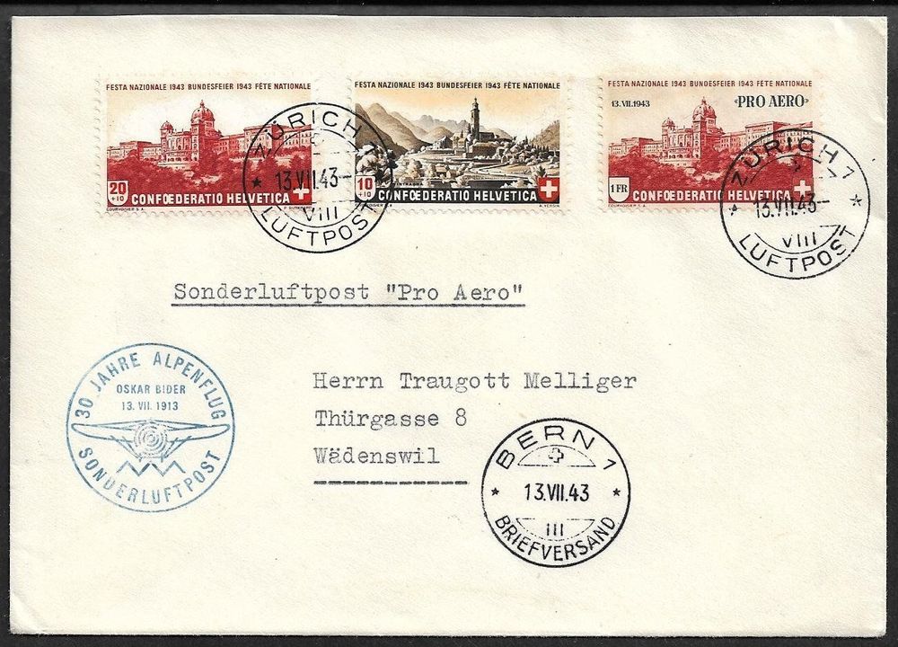 1943 Pro Aero Brief Bern-ZH F36+BF Serie | Kaufen auf Ricardo