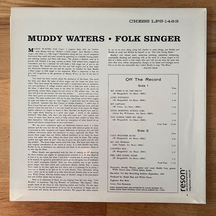 Muddy Waters - Folk Singer / US 2002 - Audioph. Press. 200gr (Gebraucht ...