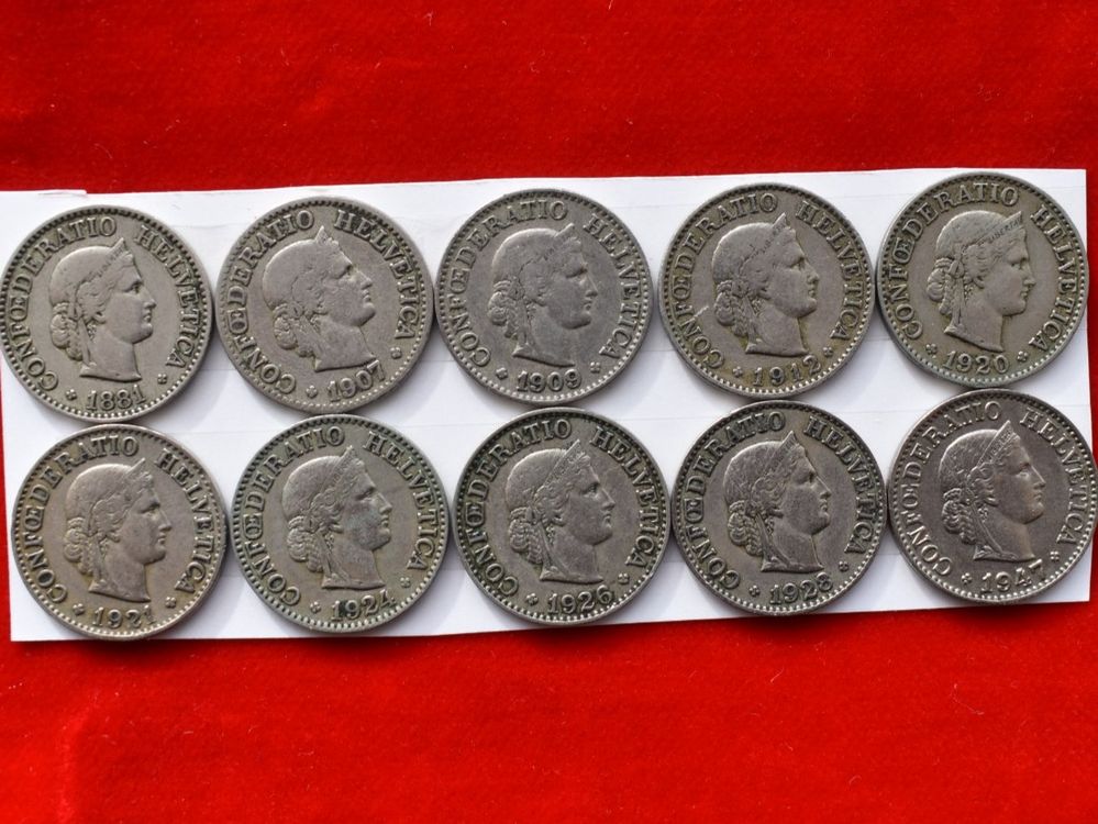 10 alte 10 Rappen Münzen der Schweiz M 1010B (Gebraucht) in Bettingen ...