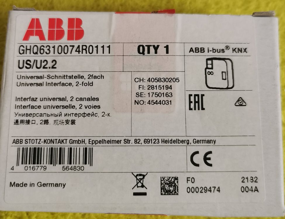 ABB Universalschnittstelle US/U 2.2 2-fach (Neu (gemäss Beschreibung ...