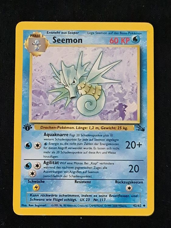 Pokemon Karte Seemon 42/62 1. Edition Deutsch (Gebraucht) in ...