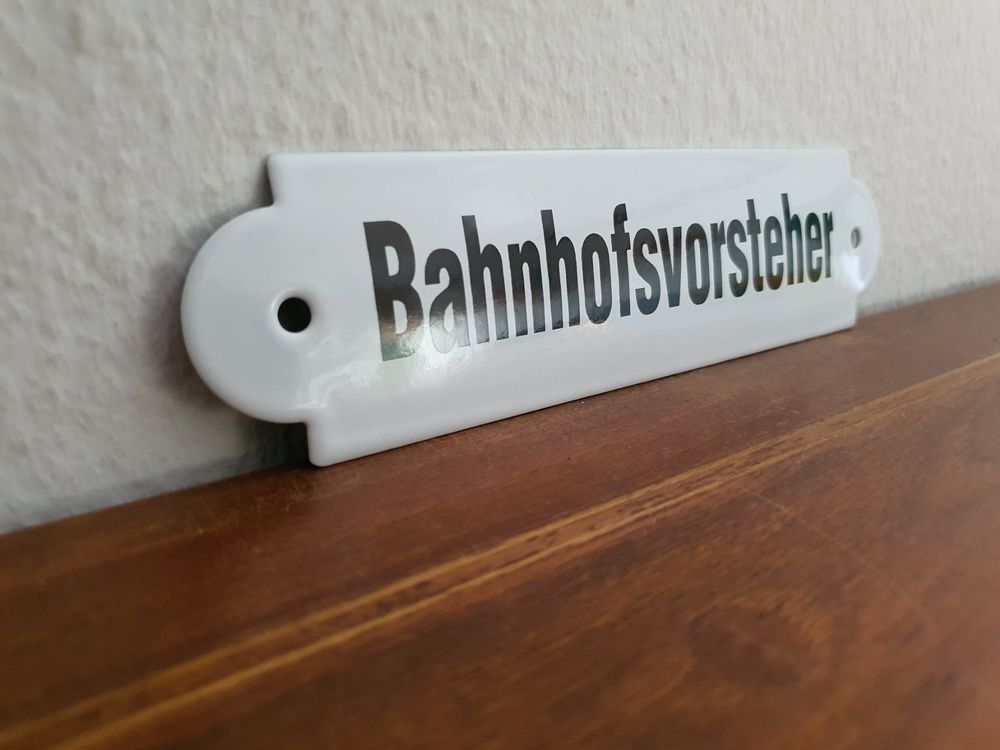 Emailschild Bahnhofsvorsteher Zug Bahn Tram Emaille Schild (Neu (gemäss Beschreibung)) in ...