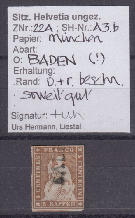 Strubel 22A (A3.b) - Kurzbefund Urs Hermann (Gebraucht) in Eschlikon TG für CHF 30 – mit ...