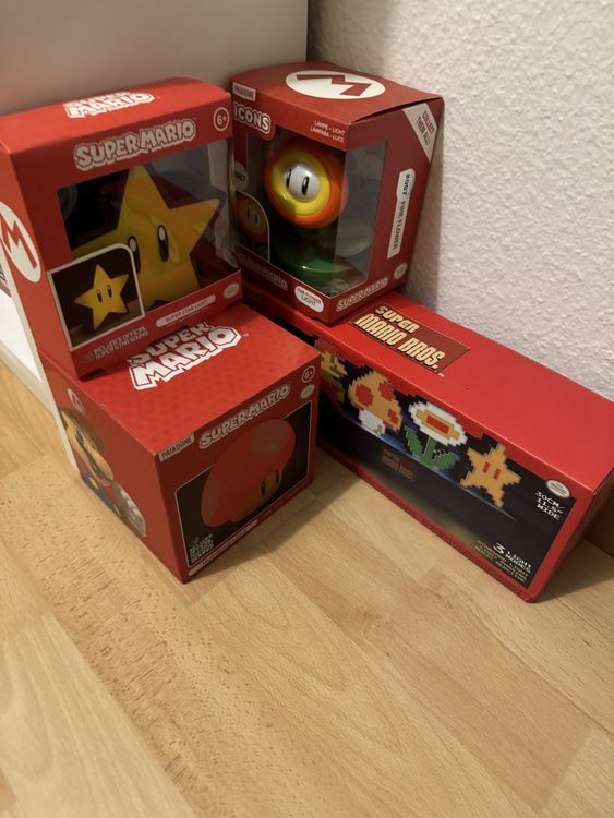 8x Super Mario Bros. Merch - Lichter / Figur / Glas (Neu und ...