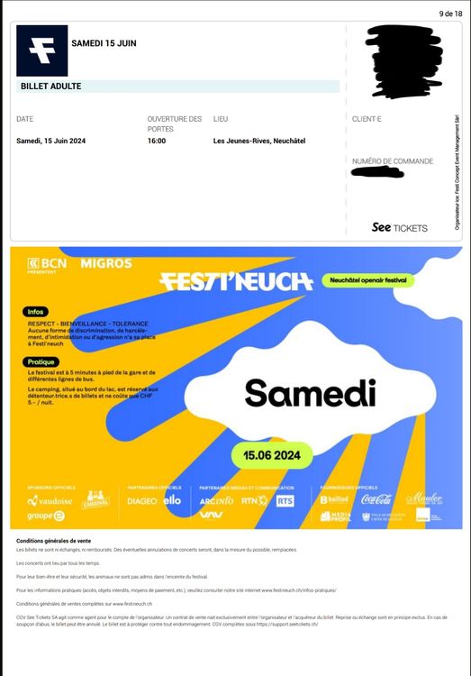 Festi'neuch samedi (Neu und originalverpackt) in Lausanne für CHF 62 – nur Abholung auf Ricardo ...