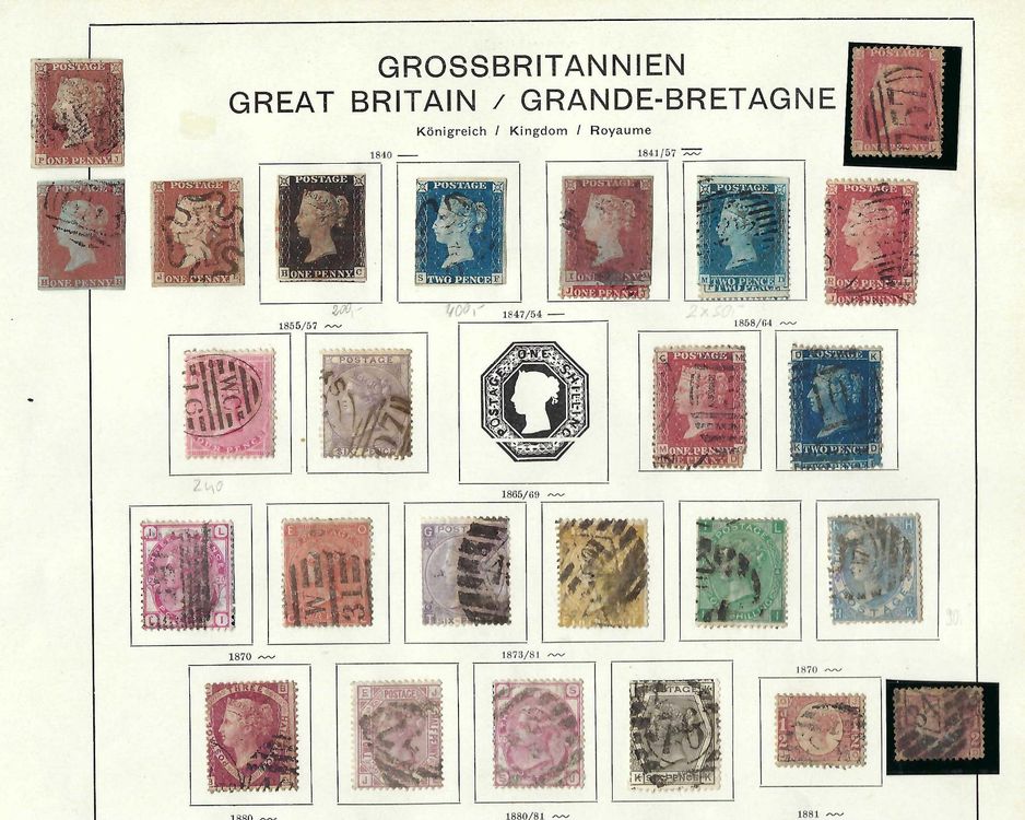 GROSSBRITANNIEN, AB BLACK PENNY 1840, VIELE TEURE MARKEN (Gebraucht) in ...