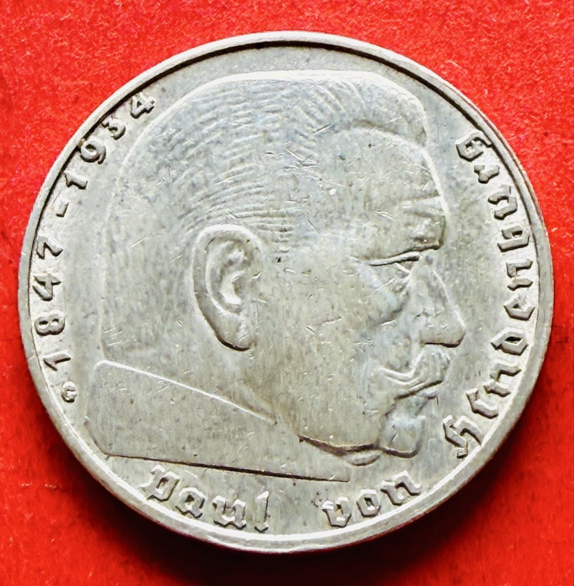 5 Reichsmark 1934 G,Hindenburg Silbermünze in Ss+ (Gebraucht) in ...