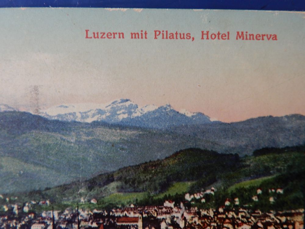 1923, Hotel Minerva in Luzern mit Pilatus, Photokarte | Kaufen auf Ricardo