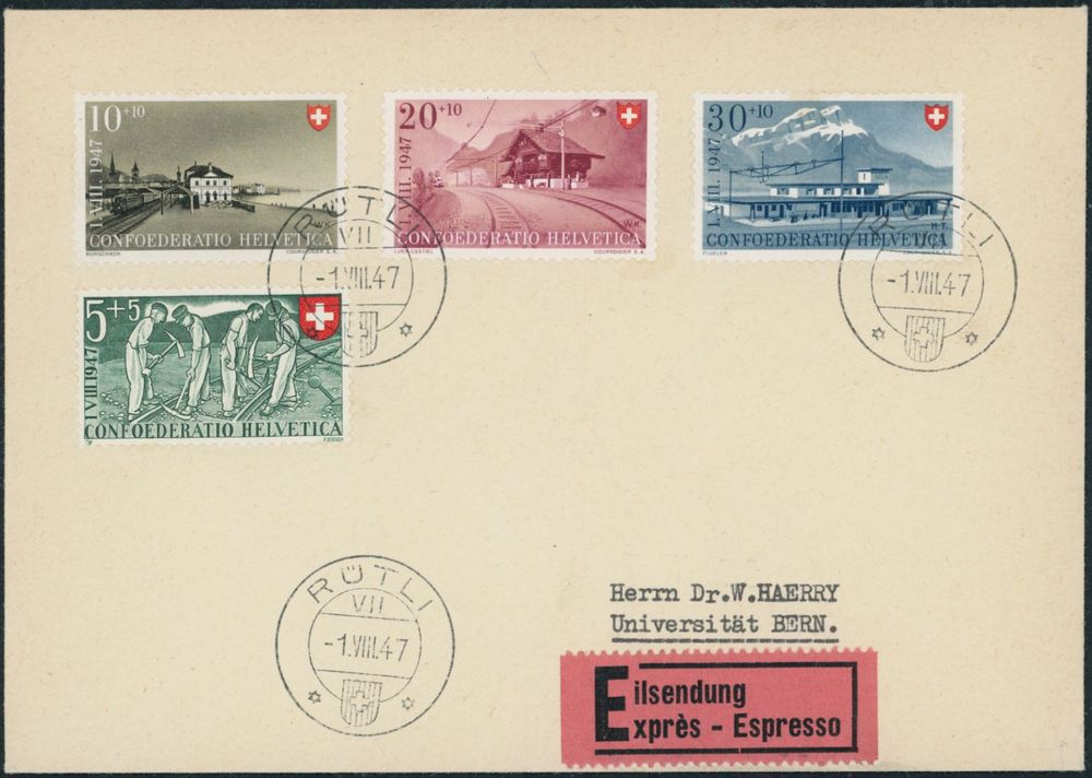 1947 - Pro Patria - Satzbrief - 1. August Rütli - Haerry (Gebraucht) in Schindellegi für CHF 95 ...