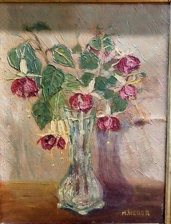 Maria Weber Stilleben rote Blumen 24 x 18 cm Öl / Leinwand | Kaufen auf Ricardo
