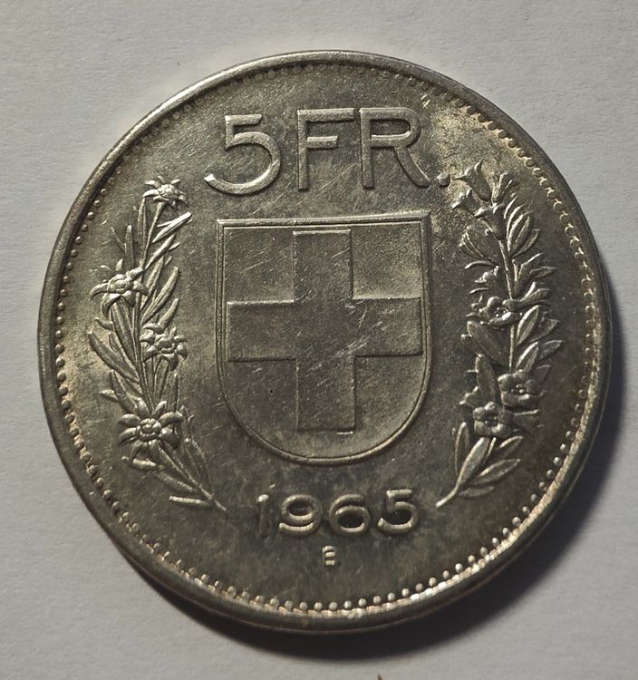 5 Franken 1965 Silber Bild- zu Wertseite kopfstehend | Kaufen auf Ricardo