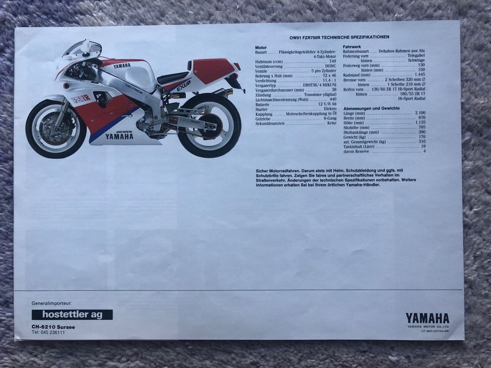 Yamaha OW01 FZR750R (D'occasion) à Morrens VD pour CHF 39 – avec ...