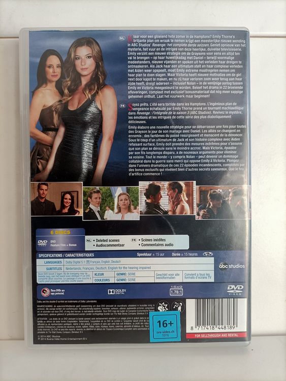 5 DVD Revenge saison 3 (manque DVD n°6) (fr/uk/nl) (D'occasion) à crans montana pour CHF 3 ...