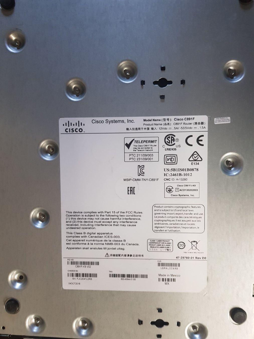 Cisco Managed Ethernet-Router C891F mit 8 Ports 10/100/1000 (Gebraucht ...