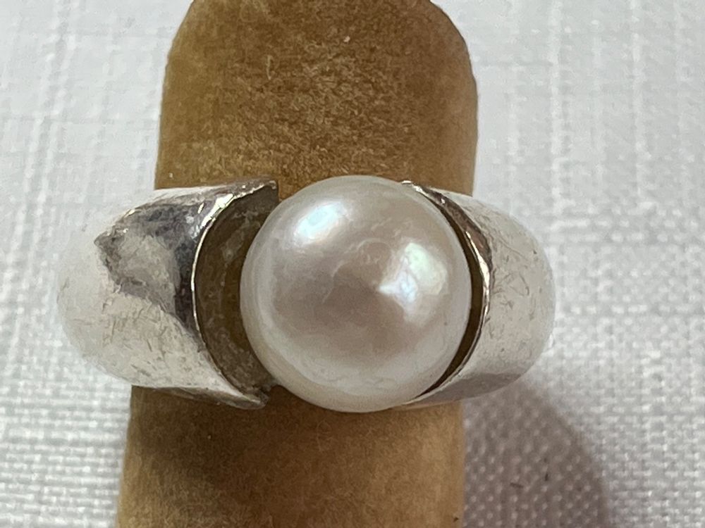 Sehr massiver SILBERRING mit echter Perle | Kaufen auf Ricardo