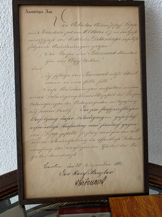 Otto Fürst von Bismarck, Autogramm, Brief (Gebraucht) in Fehraltorf für ...
