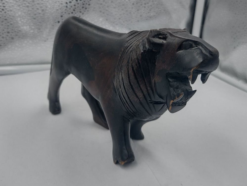 Löwe Skulptur aus Eben Holz, Antik, schwer, ca 19cm lang (Gebraucht) in ...