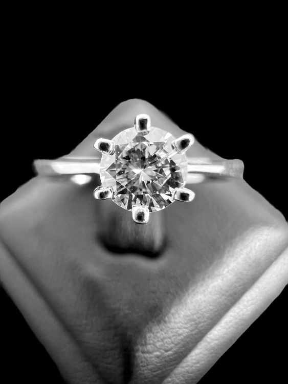 Solitär Diamant 0.28ct Ring Kurz 18k Wg Grösse 56 *S569 | Kaufen auf Ricardo