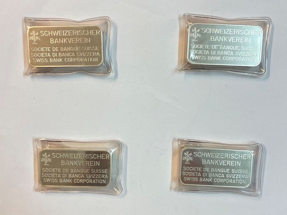 4 x 100g Silberbarren Schweiz. Bankverein FEIN SILBER 999 | Kaufen auf ...