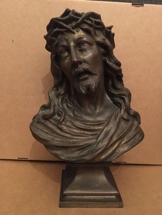 Antike Bronze Christus Büste 19.Jh signiert Beroude 30x20cm | Kaufen ...
