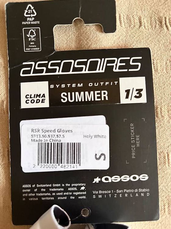 ASSOS RSR SPEED GLOVES S11 (Nuovo e nell'imballaggio originale) a ...