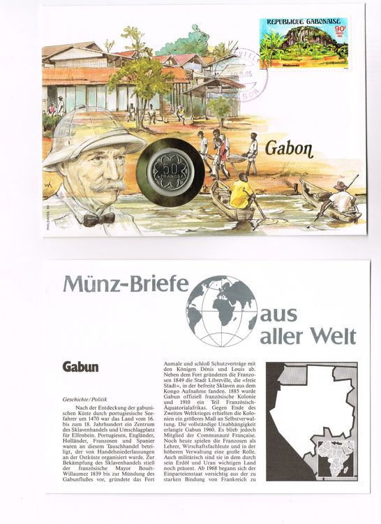 1985_Gabun_Münzbrief mit Beschreibung (Gebraucht) in Hombrechtikon für CHF 1.3 – mit Lieferung ...