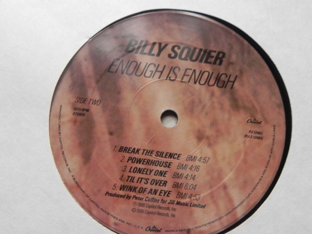 LP USA Rock Musiker Billy Squier 1986 Enough is Enough | Kaufen auf Ricardo