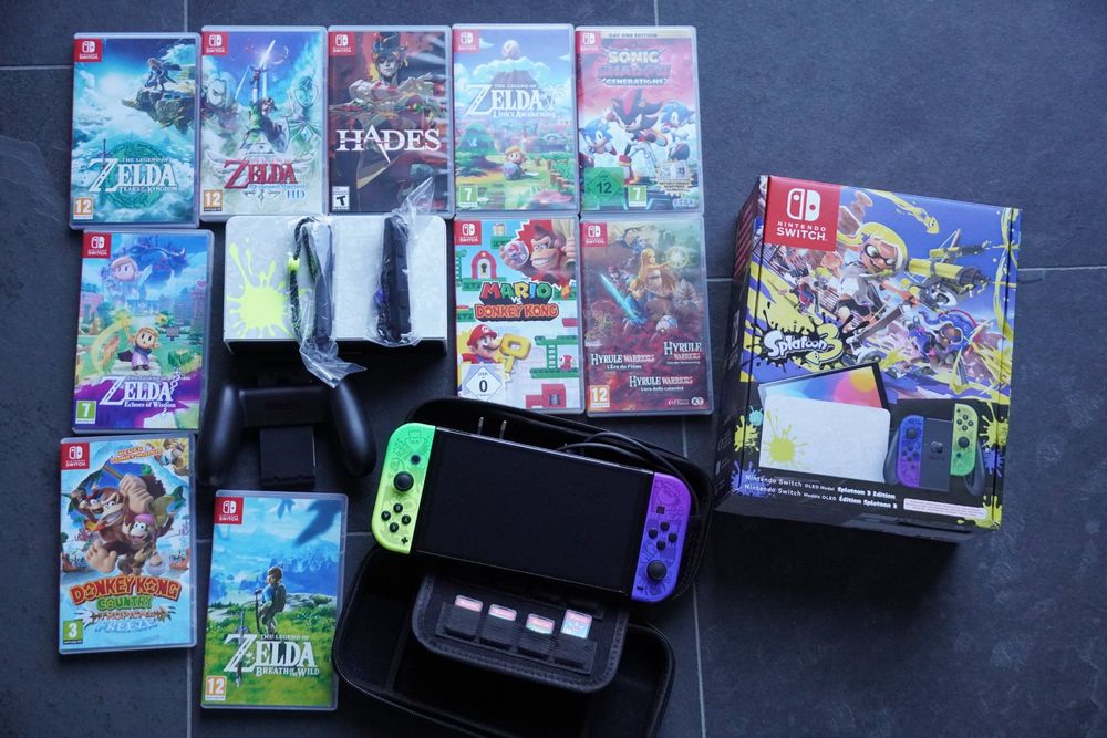 Nintendo Switch OLED (Splatoon Edition) + 10 Spiele (Neu (gemäss ...