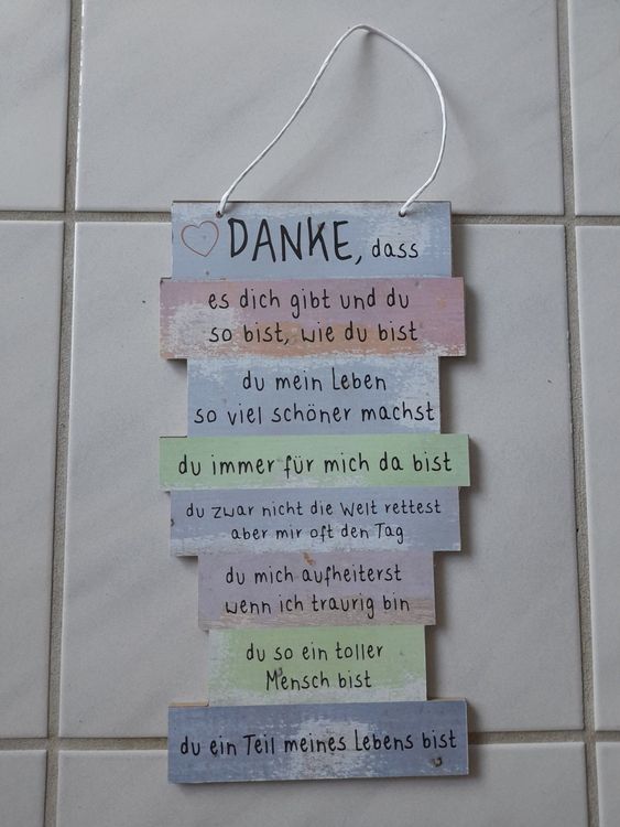 Wanddeko, Bild, Spruch, Danke, dass es dich gibt..., H 36,5 | Kaufen auf Ricardo
