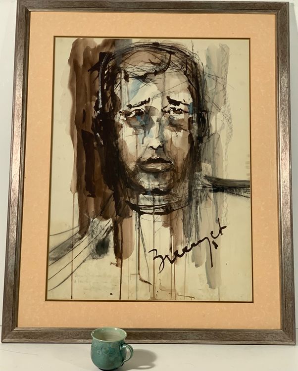 Henry Jaeger (1927 -2000 ) grosses Selbstbildnis Aquarell (Gebraucht ...