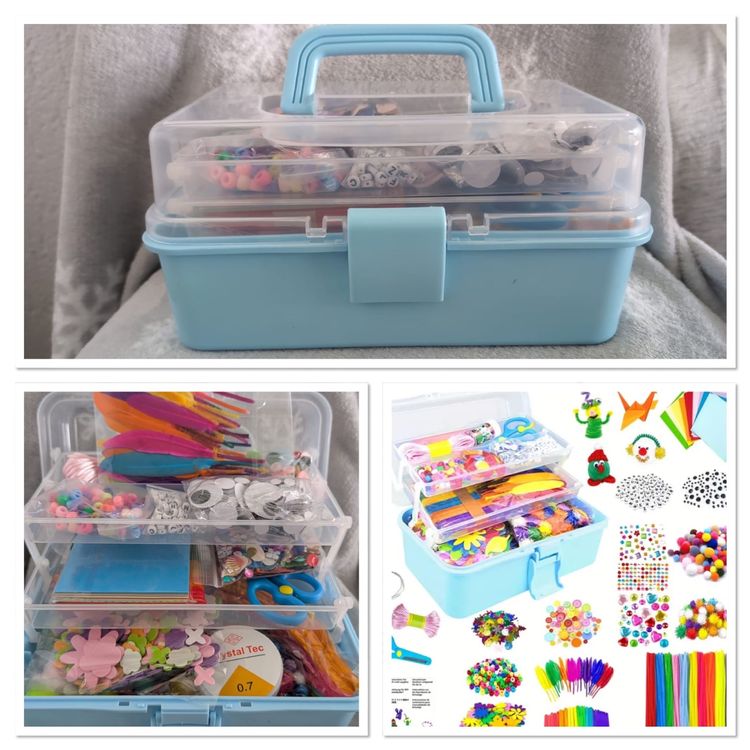 Mega lässiger Bastelkoffer Kinder Bastelset blau 2100 teilig (Neu und ...