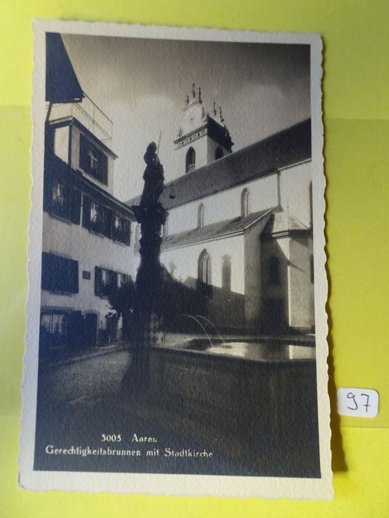 AK Aarau Gerechtigkeitsbrunnen mit Stadtkirche (Gebraucht) in Schönenwerd für CHF 2 – mit ...