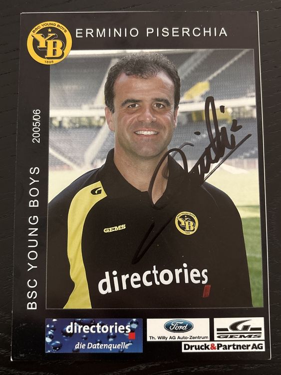 Signierte Autogrammkarte Erminio Piserchia YB (Gebraucht) in Uetendorf für CHF 5 – mit Lieferung ...