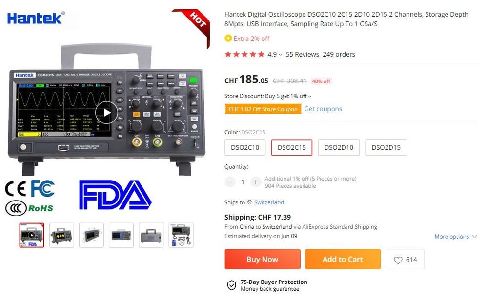 Oscilloscope Hantek DSO2C15 | Kaufen auf Ricardo