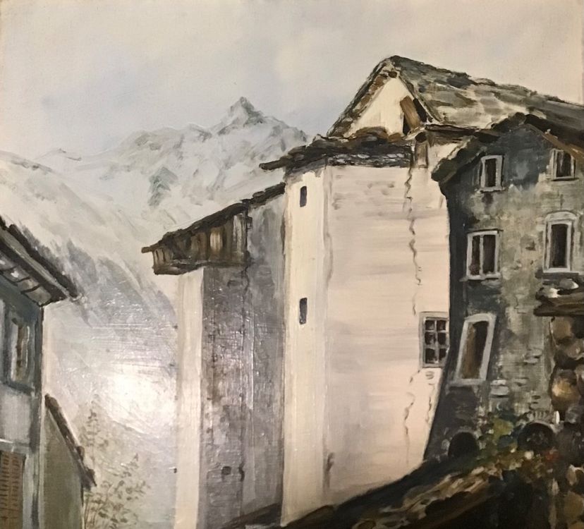 Emile HELFER (1914-1974) Haus am Berg Gemälde | Acheter sur Ricardo