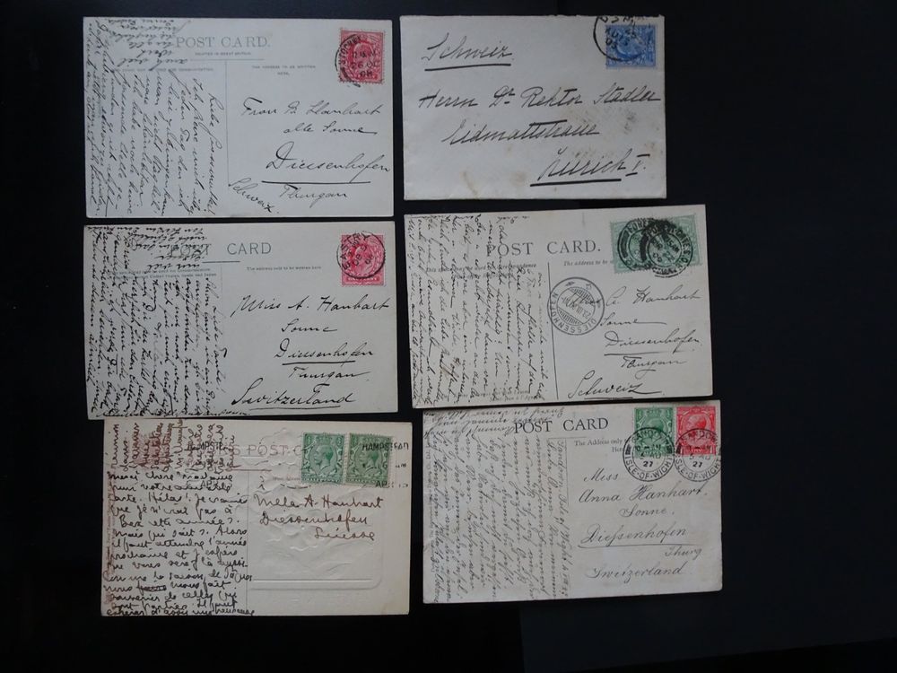 G R O S S B R I T A N N I E N Brief und 5 Postkarten, 1908- (Gebraucht ...