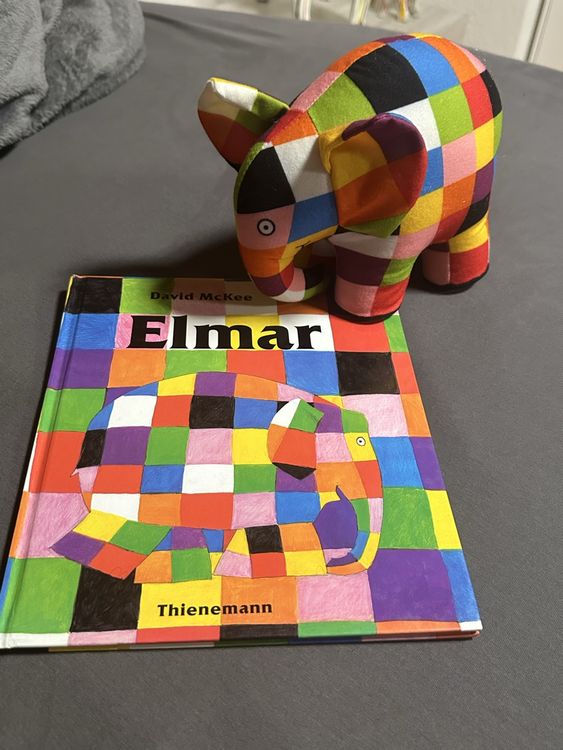 Elmar Stofftier & Buch Kinderbuch bunt Plüschtier | Kaufen auf Ricardo