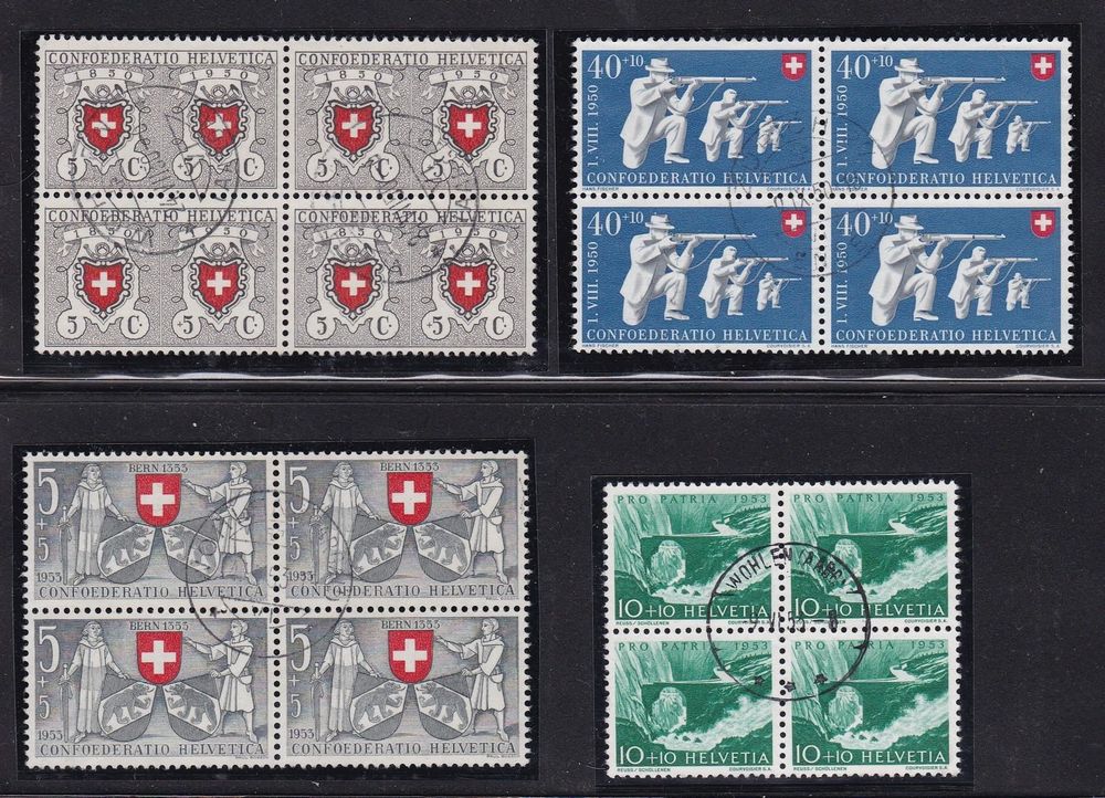21 Stk. Pro Patria Viererblocks ab 1950 (Gebraucht) in Münchwilen AG für CHF 13 – mit Lieferung ...