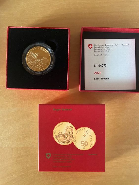 Goldmünze und Silbermünzen Roger Federer Swissmint - Set | Kaufen auf ...