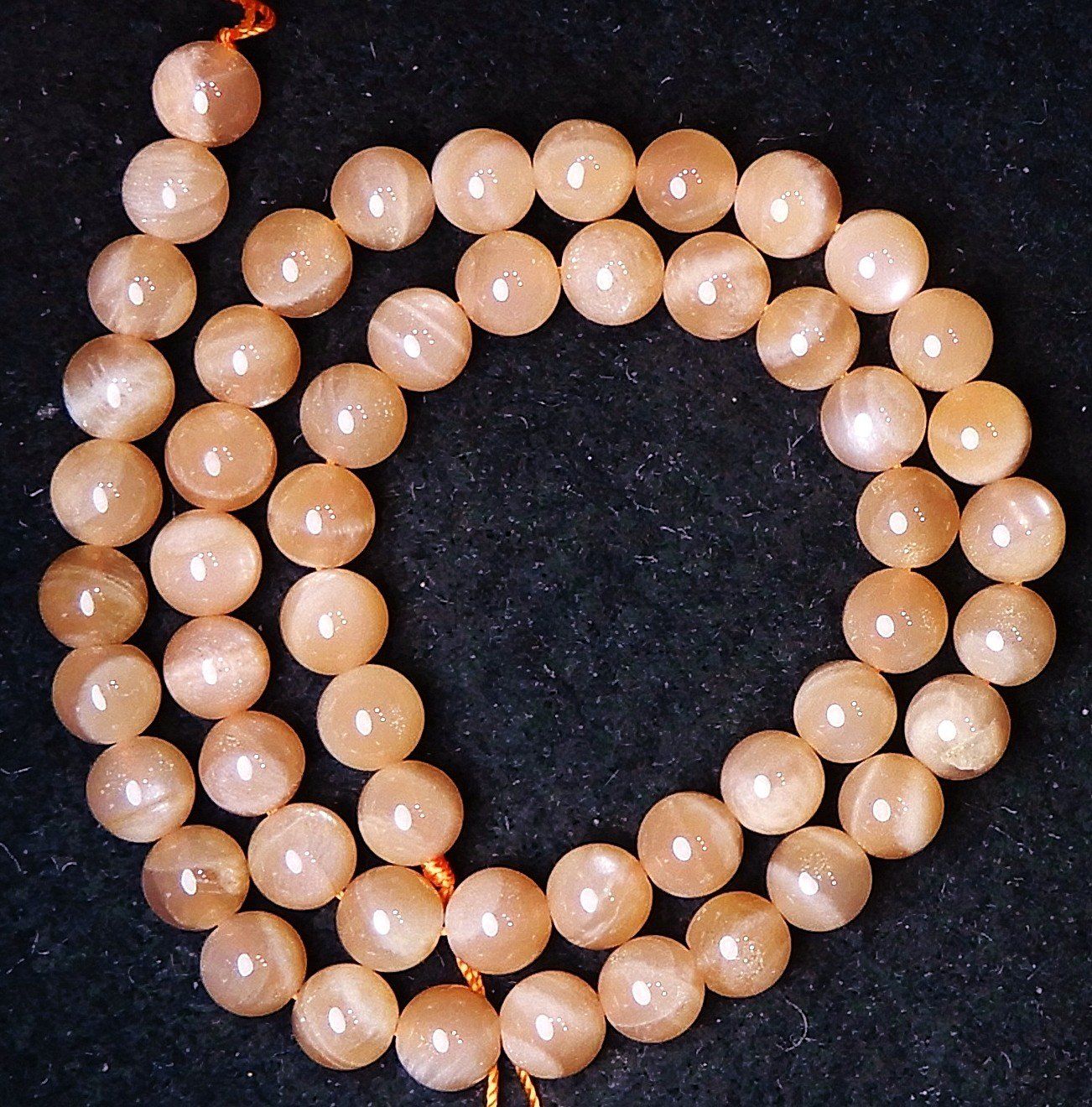 1 Strang echte natürliche Pfirsich Sonnensteine Perlen 7,5mm (Neu ...