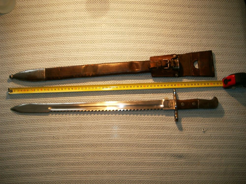 Faschinenmesser CH-Armee, mit Lederscheide und Frosch, antik | Kaufen auf Ricardo