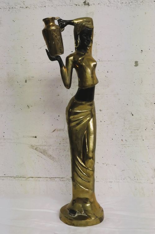 Messing Figur Wasserträgerin Afrikanisch Statue Skulptur (Gebraucht) in ...