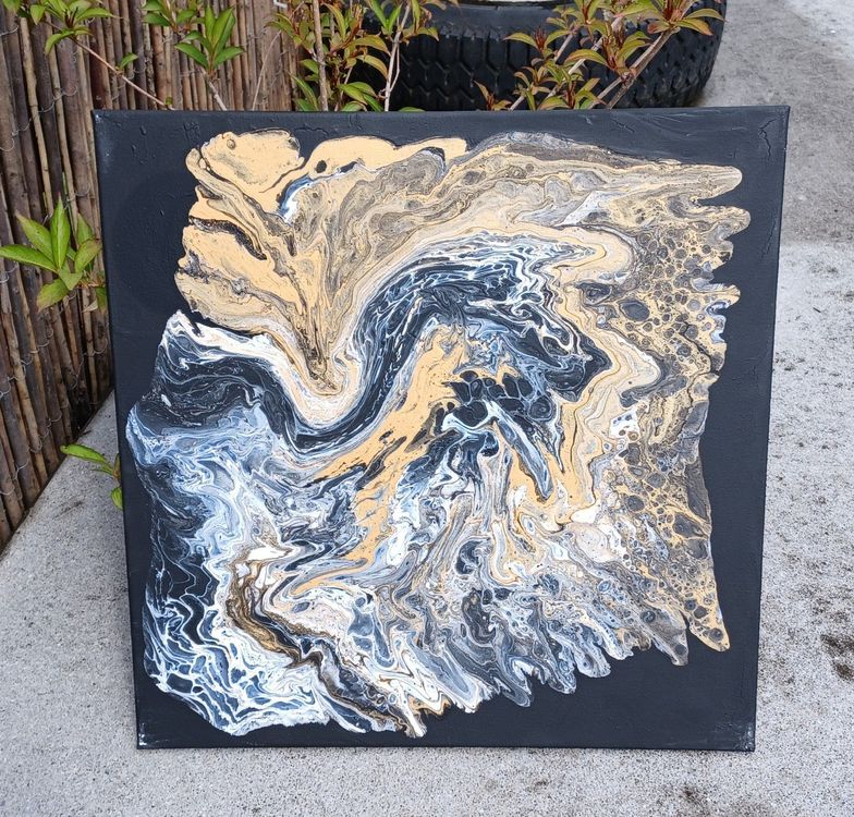 Acryl Pouring Schwarz Beige (Neu (gemäss Beschreibung)) in Montlingen für CHF 10 – nur Abholung ...