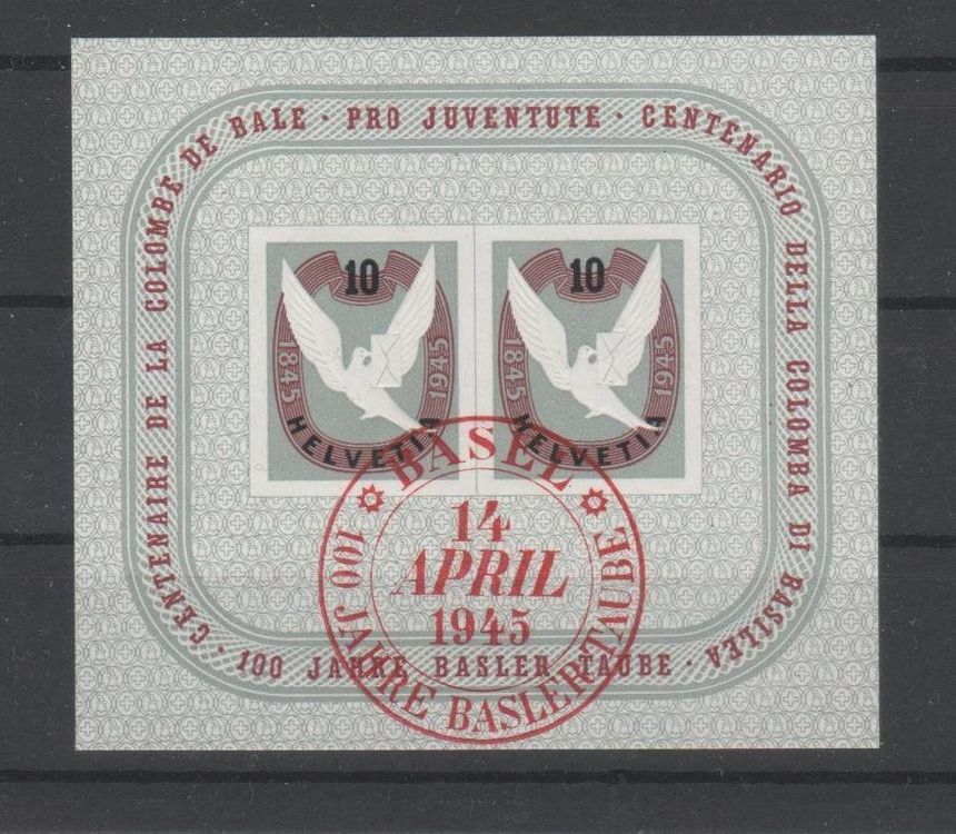Baslertaube Block 1945 W23/Bl.12 ET-O (Gebraucht) in Remetschwil für CHF 26 – mit Lieferung auf ...