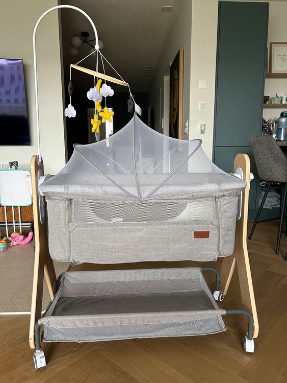 Baby Elegance Baby side bed with wood grey (Gebraucht) in Zürich für ...