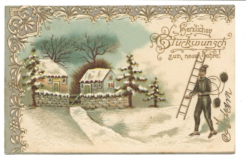 Neujahr - Herzlichen Glückwunsch - Kaminfeger - Präge-Litho | Kaufen auf Ricardo