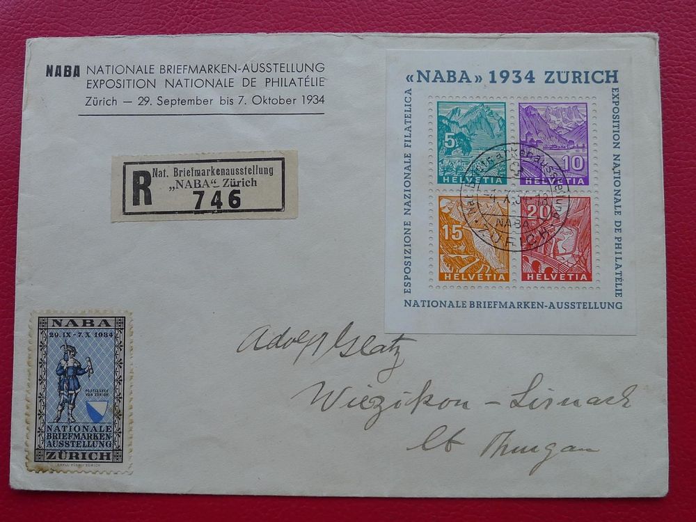 1934, NABA-BLOCK W1 auf Brief, Kat: 850.-, sehr günstig !!! (Gebraucht) in Sursee für CHF 100 ...