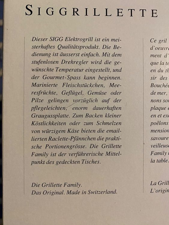 Raclette-Grill Siggrillette Family 8-fach mit allem Zubehör (Gebraucht ...