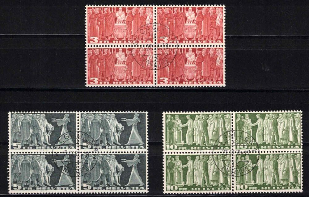 1955 Symbolische Darstellungen Nr.216x-218x im 4er-Block ʘ (Neu (gemäss Beschreibung)) in Nuglar ...