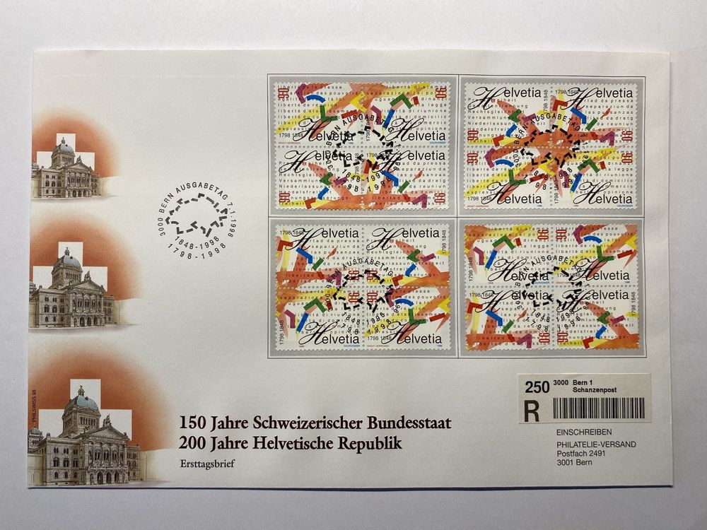 FDC Grossbrief 150 Jahre Schweizerischer Bundesstaat 1998 ET | Kaufen auf Ricardo
